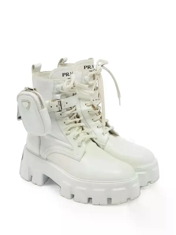 Prada Monolith Re-nylon Combat Boots With Detachable Pouch