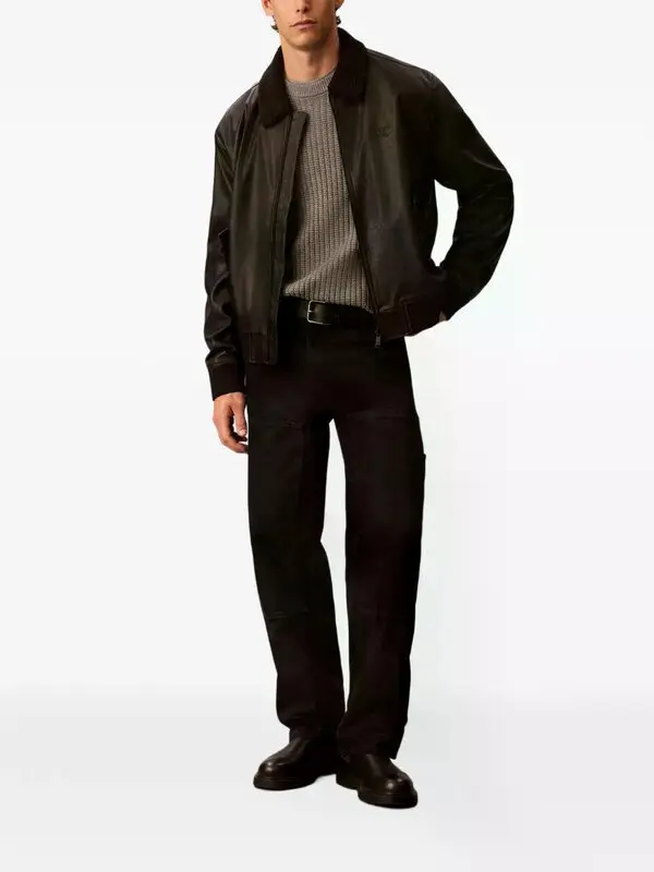 Calvin Klein Shearling Collar Faux-leather Bomber Jacket