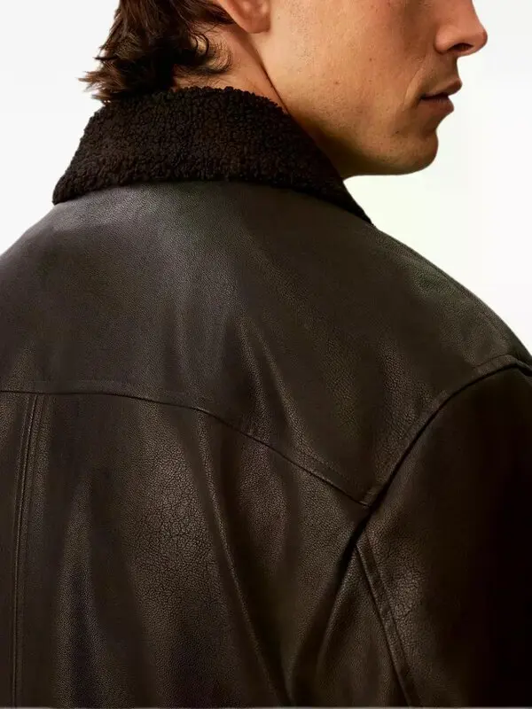 Calvin Klein Shearling Collar Faux-leather Bomber Jacket
