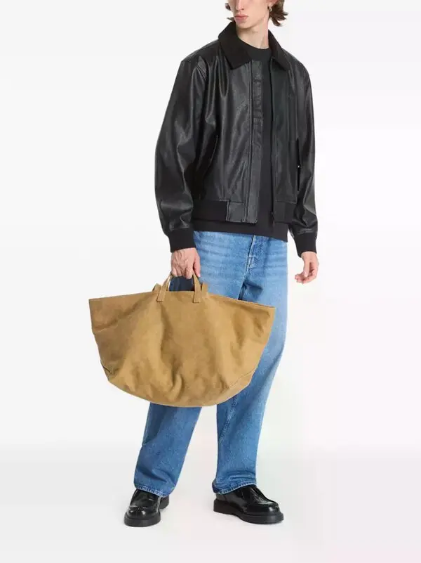 Calvin Klein Shearling Collar Faux-leather Bomber Jacket - Black