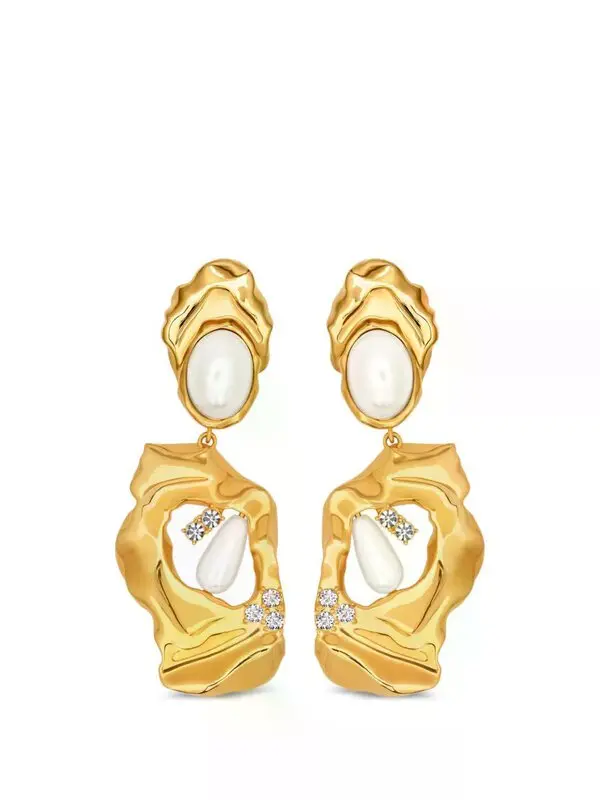 Oscar De La Renta Hammered Clip-on Earrings - Gold