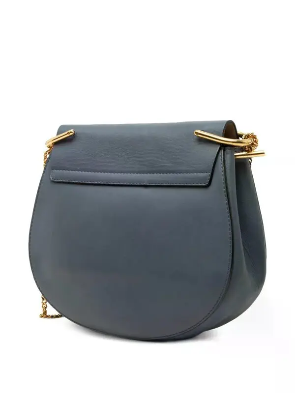 Chloé 2015 Small Bicolor Smooth And Grained Calfskin Drew Crossbody Bag - Blue