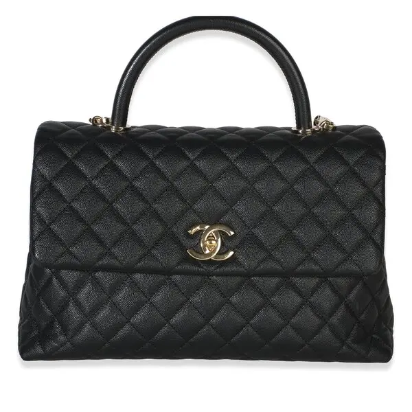 Chanel Quilted Caviar Coco Top Handle Bag