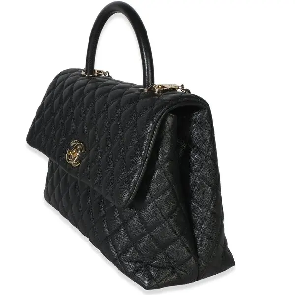 Chanel Quilted Caviar Coco Top Handle Bag