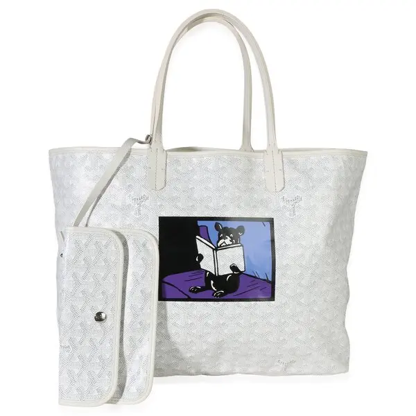 Goyard Goyardine Canvas Bulldog Saint Louis Pm Tote - White