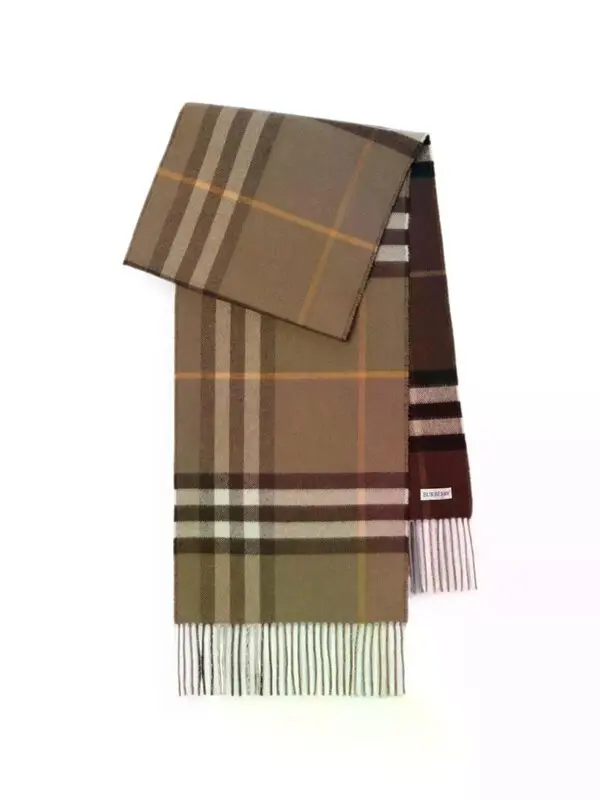 Burberry Rreversible Check Cashmere Scarf - Brown