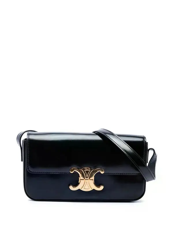 Celine 2022 Shiny Calfskin Triomphe Claude Shoulder Bag