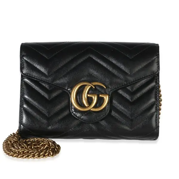 Gucci Matelasse Calfskin Gg Marmont Chain Wallet