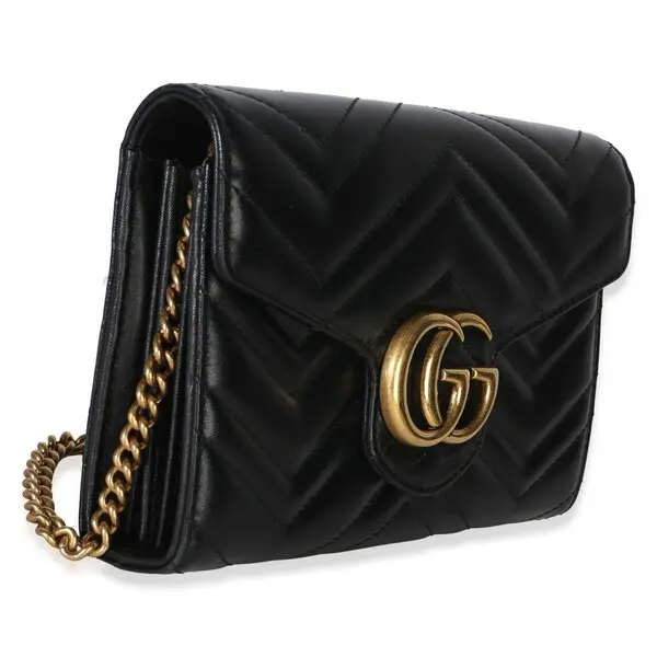 Gucci Matelasse Calfskin Gg Marmont Chain Wallet