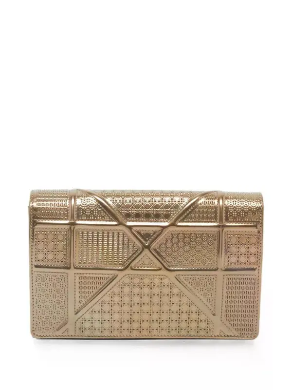 Dior 2018 Diorama Microcannage Clutch Bag - Gold