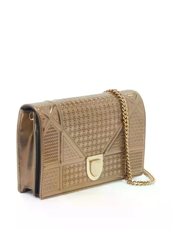 Dior 2018 Diorama Microcannage Clutch Bag - Gold