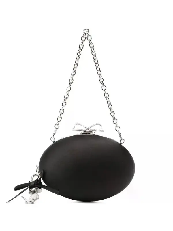 SELF-PORTRAIT Bow-clasp Chain-strap Clutch Bag - Black