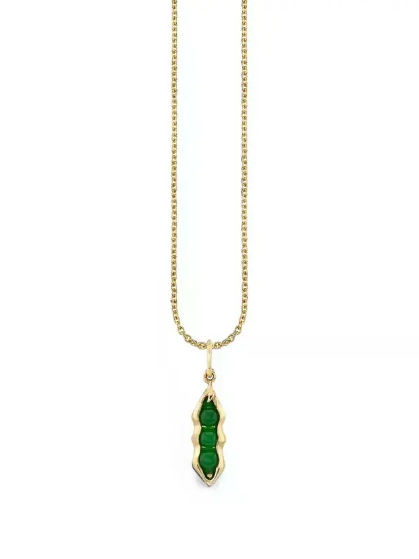 SYDNEY EVAN 14k Yellow And Jade Pea Pod Pendant Necklace - Gold
