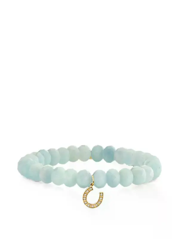 SYDNEY EVAN Aquamarine And Diamond Horseshoe Charm Bracelet - Gold