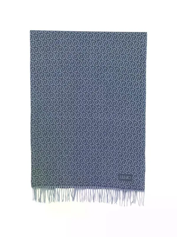 Liu Jo Logo-pattern Fringed Scarf - Blue
