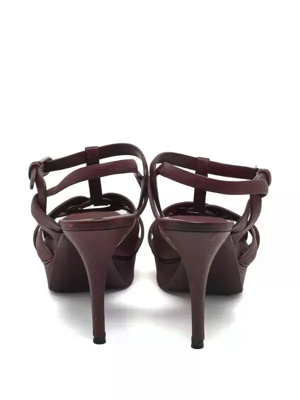 Saint Laurent Tribute Grained Leather Platform Sandals