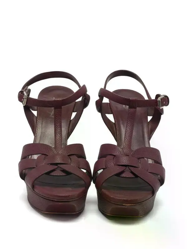 Saint Laurent Tribute Grained Leather Platform Sandals
