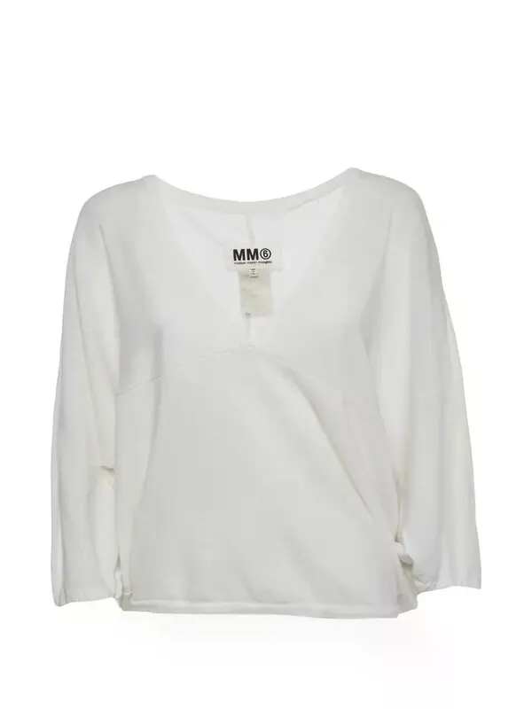 MAISON MARGIELA V-neck Long Sleeve Sweater - White