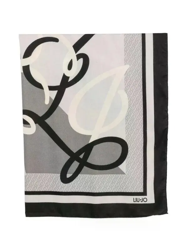 Liu Jo Logo-print Border Scarf - Grey