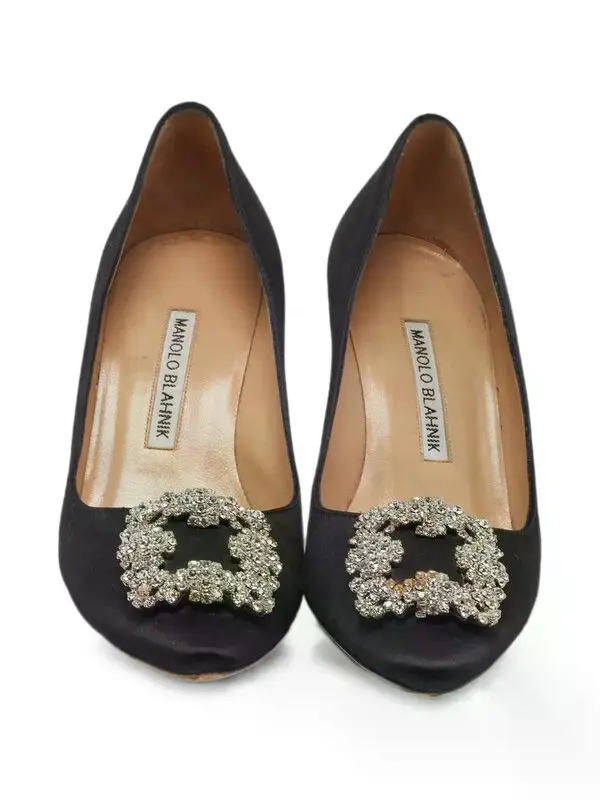 Manolo Blahnik Hangisi Pumps With Crystal Embellished Buckle