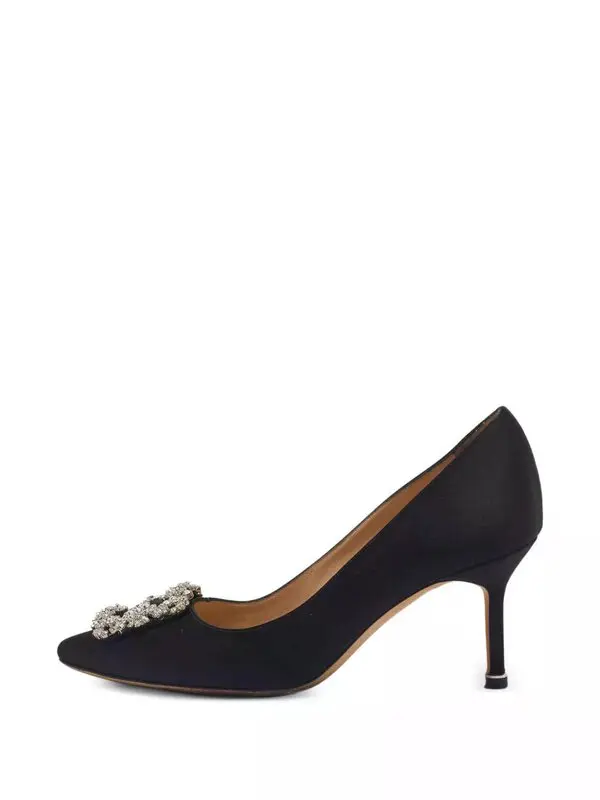 Manolo Blahnik Hangisi Pumps With Crystal Embellished Buckle - Black