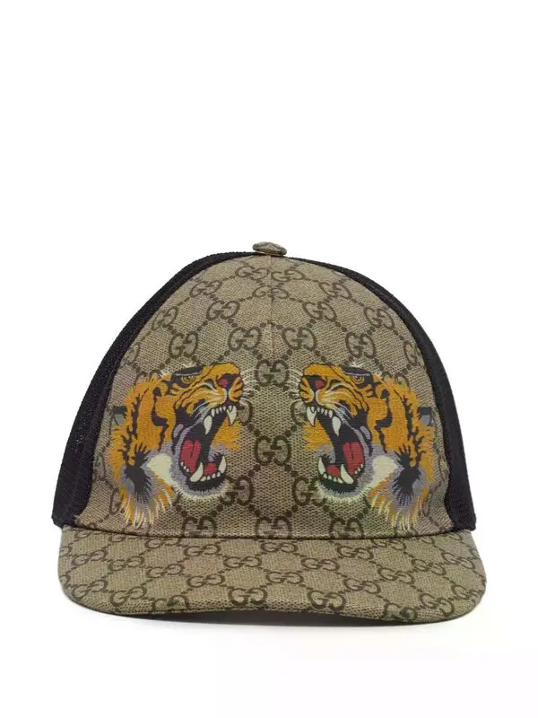 Gucci Tiger Print Monogram Baseball Cap - Neutrals