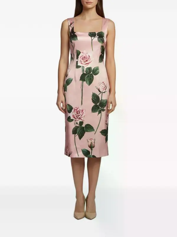 Dolce & Gabbana Floral Print Satin Midi Dress