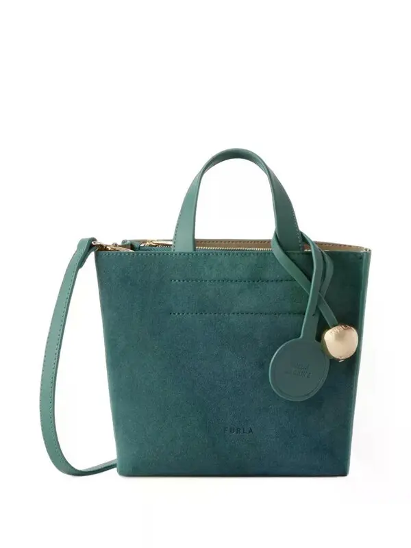 Furla Suede Panel Tote Bag - Green