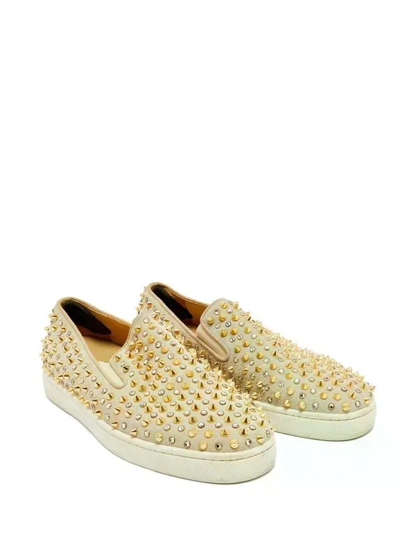 CHRISTIAN LOUBOUTIN Pik Boat Spiked Suede Sneakers