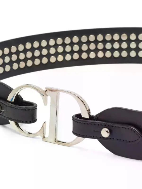 Dior Studded Leather Belt With Cd Logo
