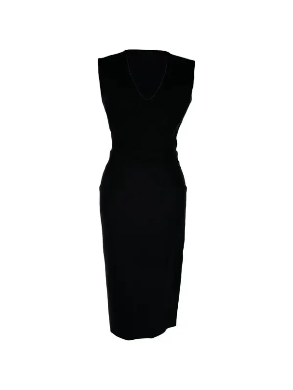 Victoria Beckham Sleeveless V-neck Belted Dress