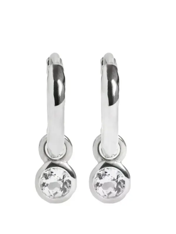 Monica Vinader White Topaz Huggie Earrings - Silver