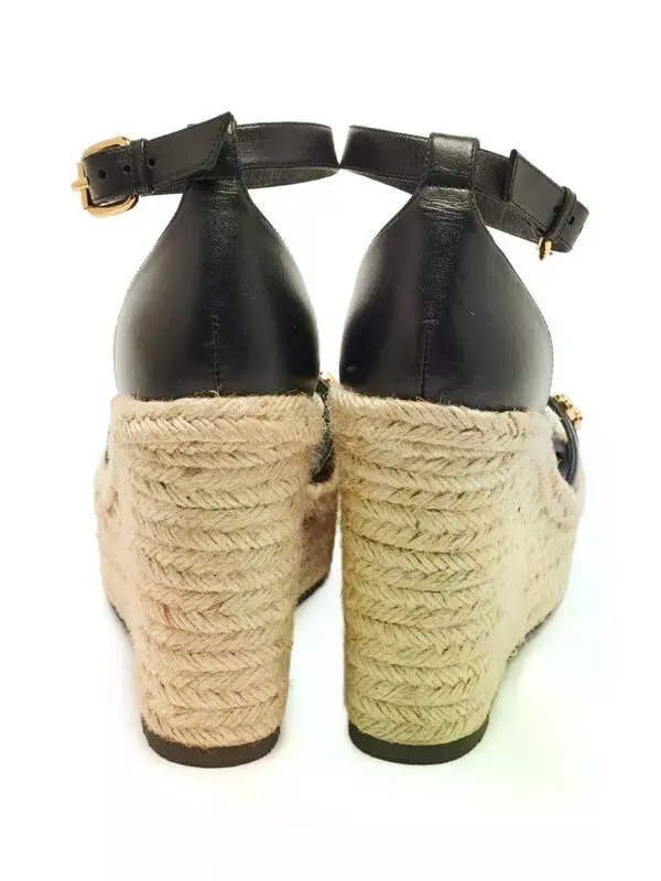 Versace Medusa Plaque Espadrille Wedge Sandals