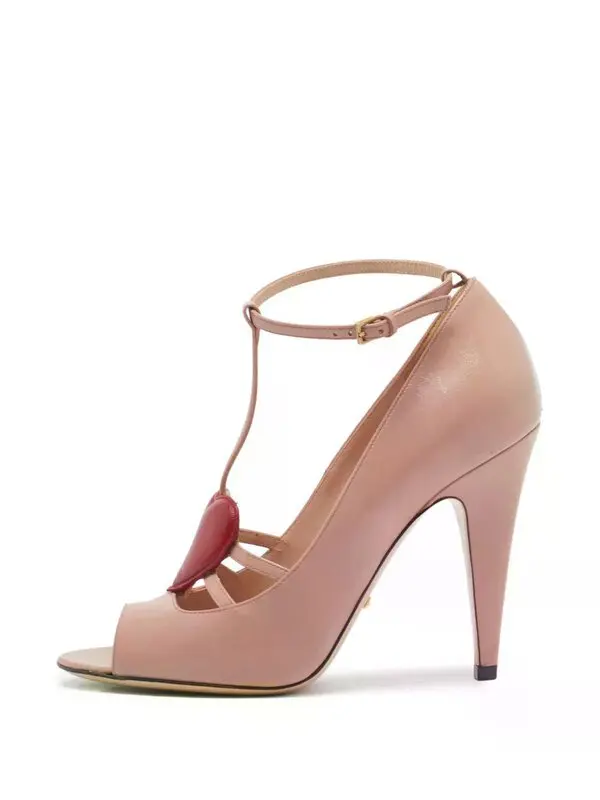 Gucci Leather Heart Detail Pumps - Pink