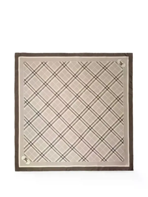 Burberry Check Knight Stamp Silk Scarf