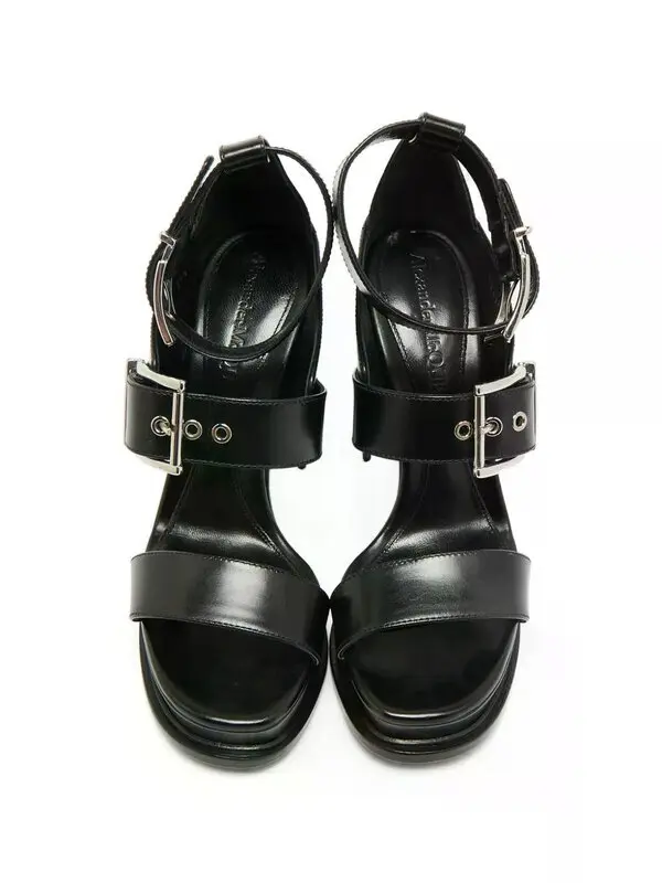 Alexander McQueen Leather Platform Heeled Sandals