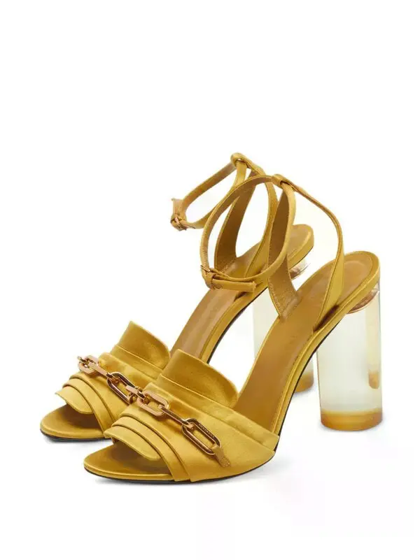 Burberry Bethany Chain-link Heeled Sandals - Gold