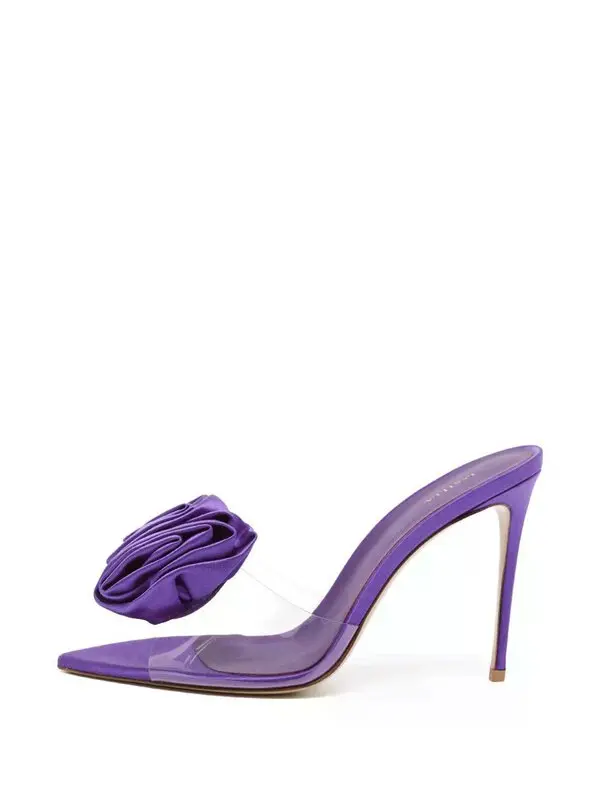LE SILLA Floral Appliqué Stiletto Slide Sandals - Purple