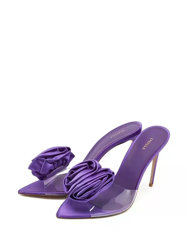 LE SILLA Floral Appliqué Stiletto Slide Sandals - Purple