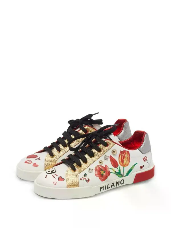 Dolce & Gabbana Portofino Embellished Sneakers - White
