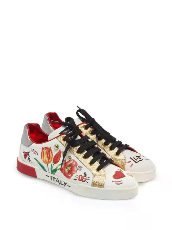 Dolce & Gabbana Portofino Embellished Sneakers - White