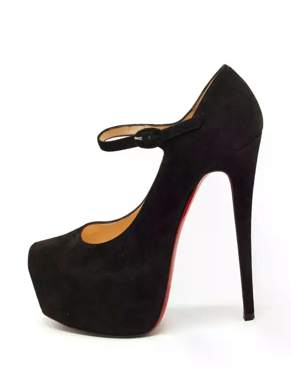 CHRISTIAN LOUBOUTIN Lady Daf Suede Platform Mary Jane Pumps - Black