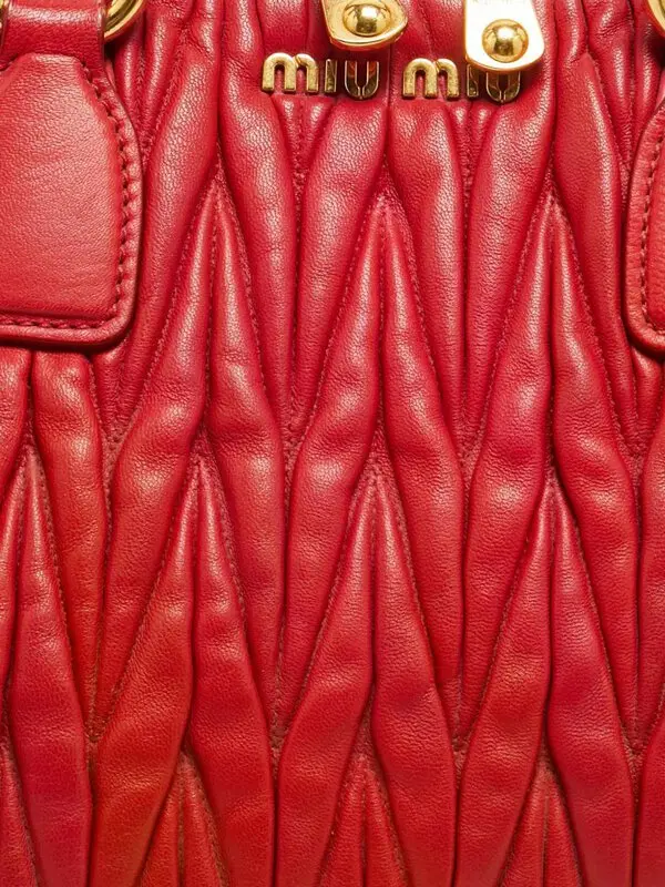 Miu Miu Matelassé Leather Satchel Bag - Red