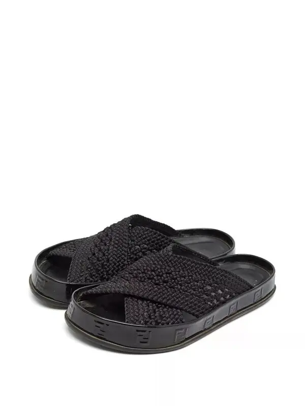 Fendi Graphic Woven Platform Sandals