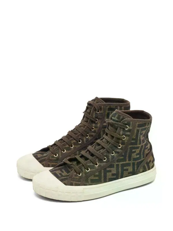 Fendi Ff-motif High Top Sneakers - Brown
