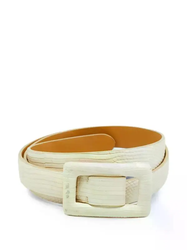 Ralph Lauren Lizard-embossed Leather Belt - White
