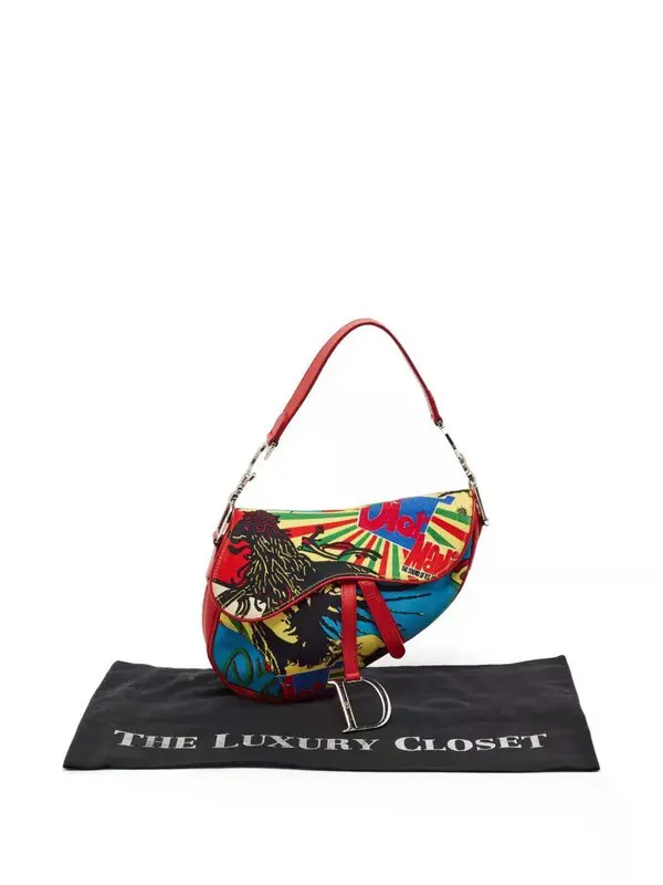 Dior 2003 Saddle Rasta Mania Shoulder Bag - Red
