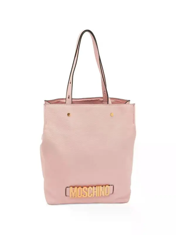 Moschino Medium Logo-plaque Leather Tote Bag - Pink