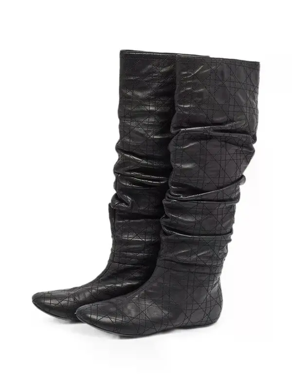 Dior Cannage Slouchy Knee-high Boots - Black