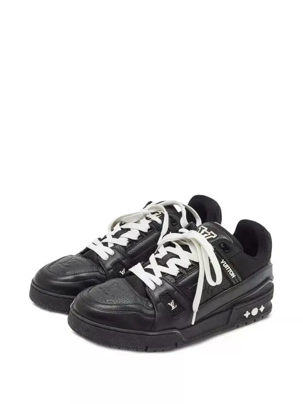 LOUIS VUITTON Leather Trainer Sneakers With Debossed Monogram Motif